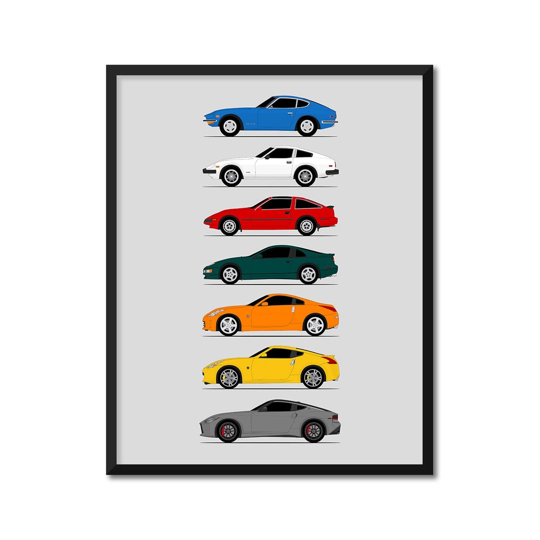 Nissan Z Car Generations Poster (side Profile) Print History Evolution ...