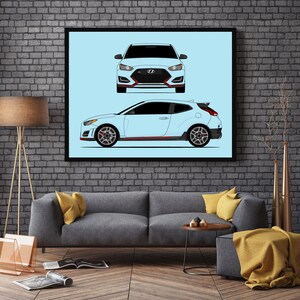 Hyundai Veloster N 2019-present front and Side Inspired Car Poster ...