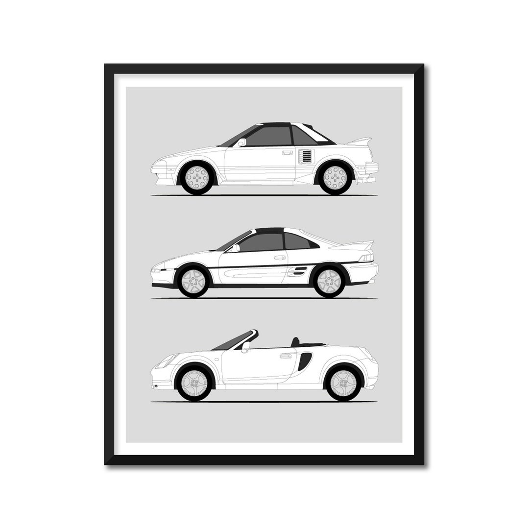 Toyota MR2 Inspired Car Poster (side Profile) Print Wall Art Decor of ...