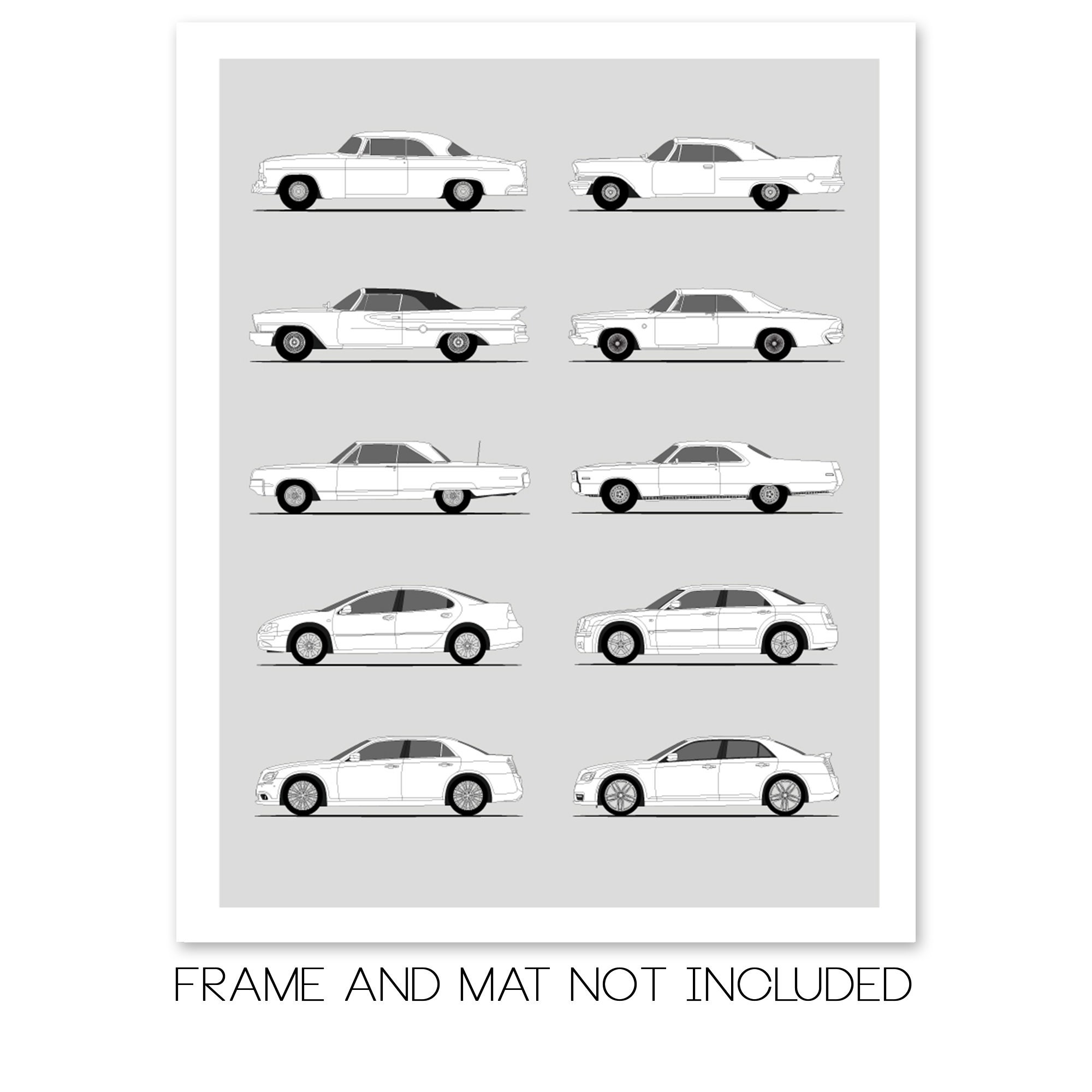 Chrysler 300 Car Poster (side Profile) Print Wall Art Decor 300C 300L ...