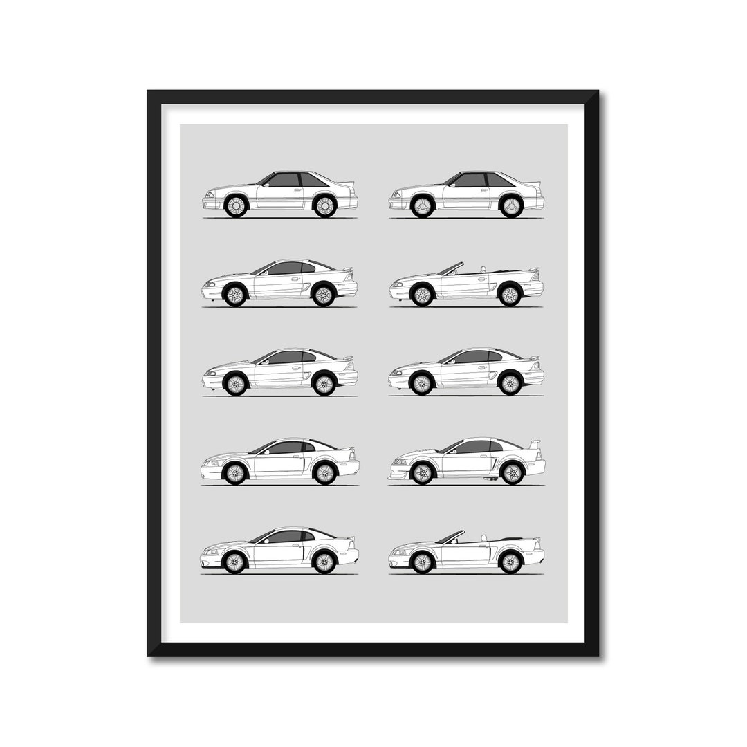 Ford Mustang SVT Cobra Inspired Car Poster (side Profile) Print Wall ...