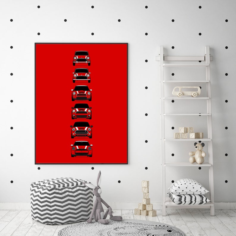 Mini Cooper Generations Car Poster Print Wall Art Decor of the History ...