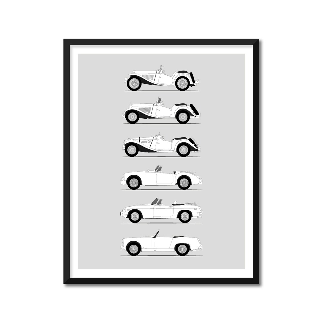 MG Sports Cars Inspired (side Profile) Car Poster Print Wall Art Decor ...