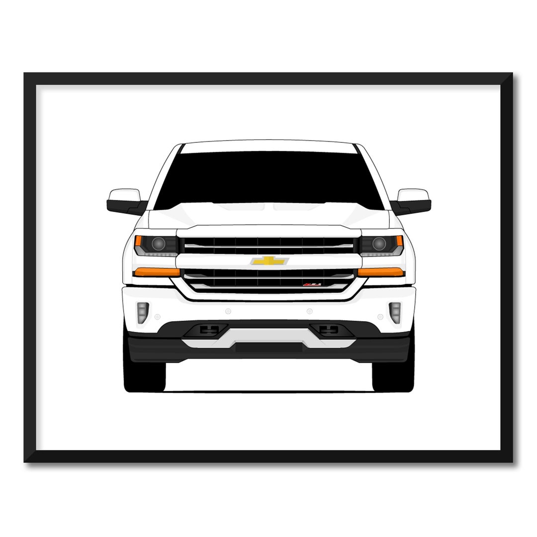 Chevy Silverado Z71 (2016-2018) 3rd Generation Car Poster Print Wall ...