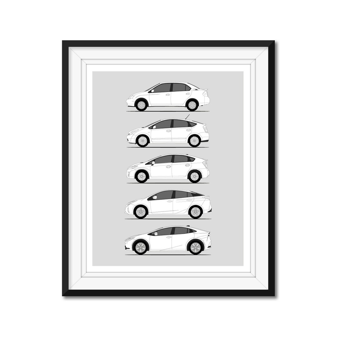 Toyota Prius Car Poster (side Profile) Print Wall Art Decor Prius XW10 ...