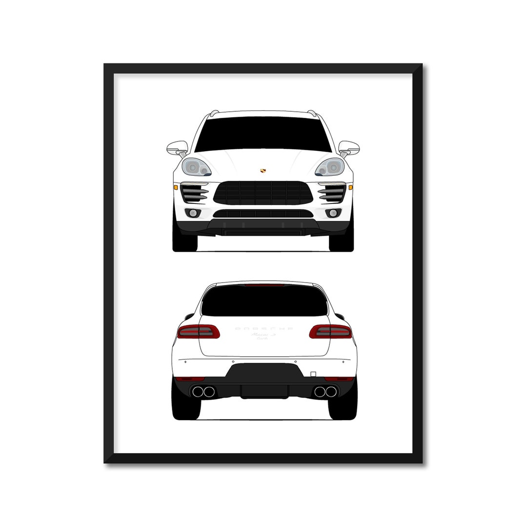 Porsche Macan Turbo S (2014-2018) (front and Rear) Inspired Car Poster ...