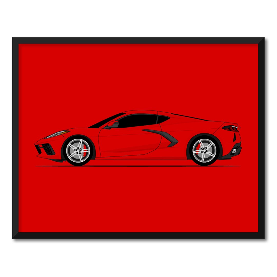 Chevy Corvette Stingray (2020-present) (side Profile) C8 8th GEN Poster ...