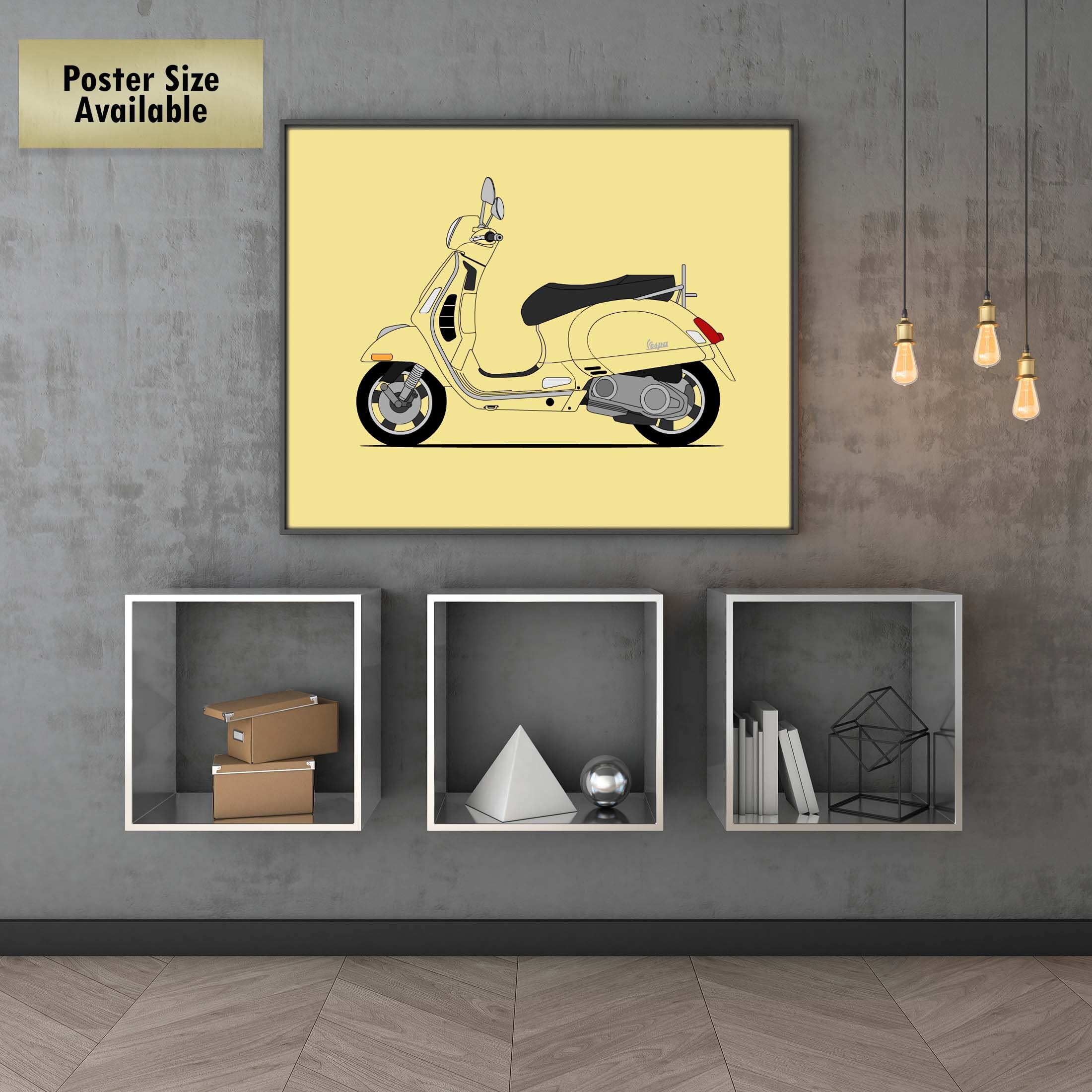 Vespa Vintage Italian Scooter Car Poster Print Wall Art Decor CX1 ...