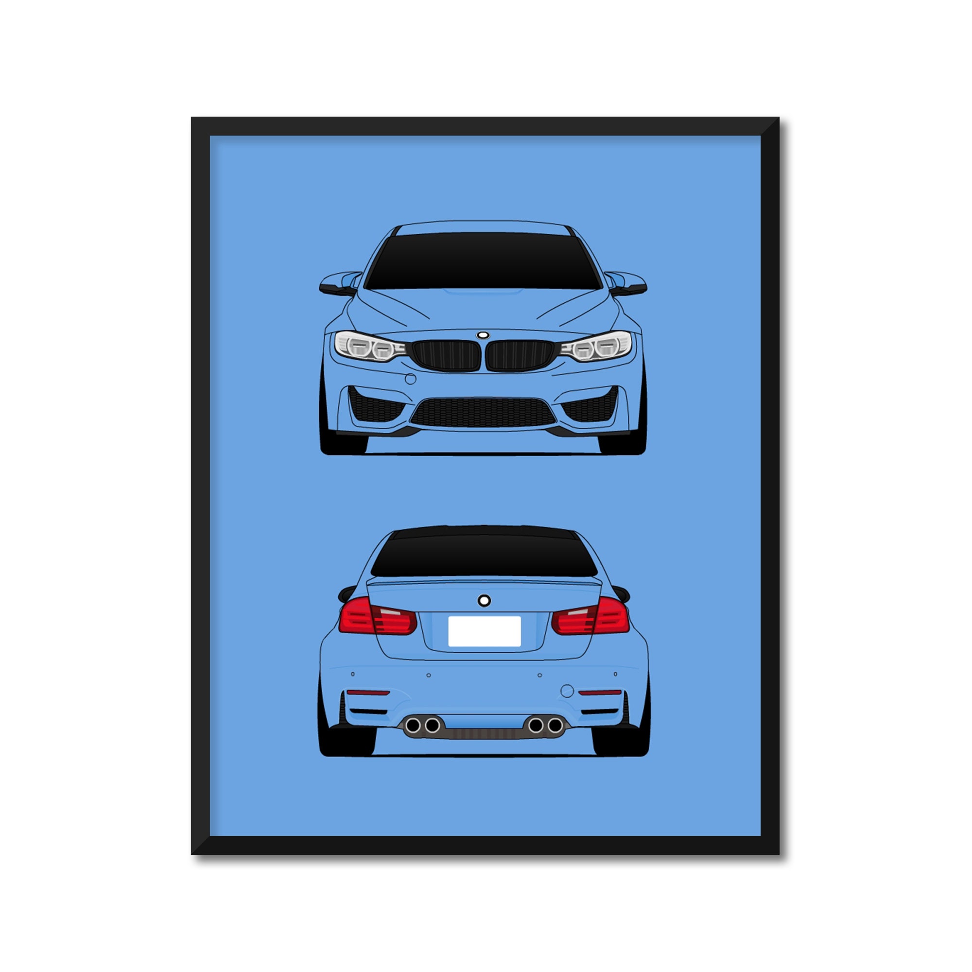 BMW M3 F80 Front and Rear View Poster Print 2014-2018 M3 3 | Etsy