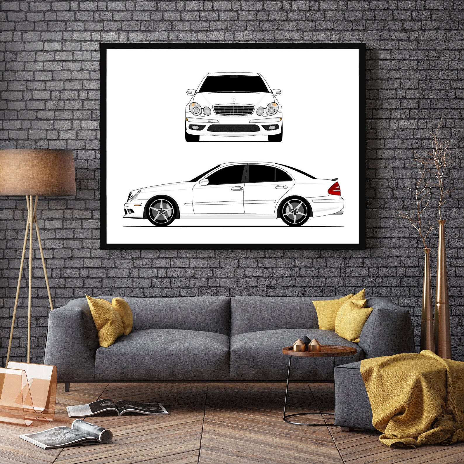 Mercedes-benz E55 W211 (2003-2006) (front and Side) Car Poster Print ...