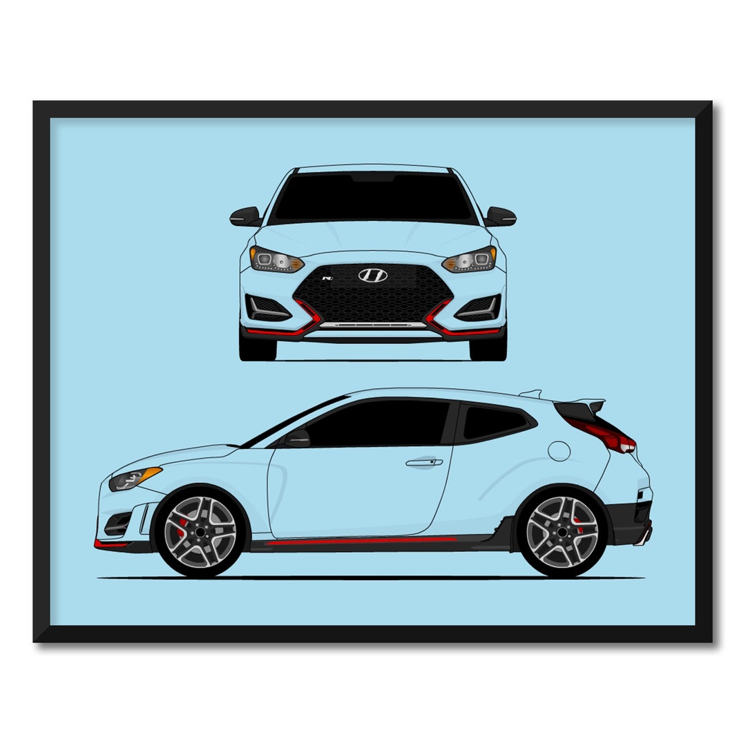 Hyundai Veloster N 2019-present front and Side Inspired Car Poster ...