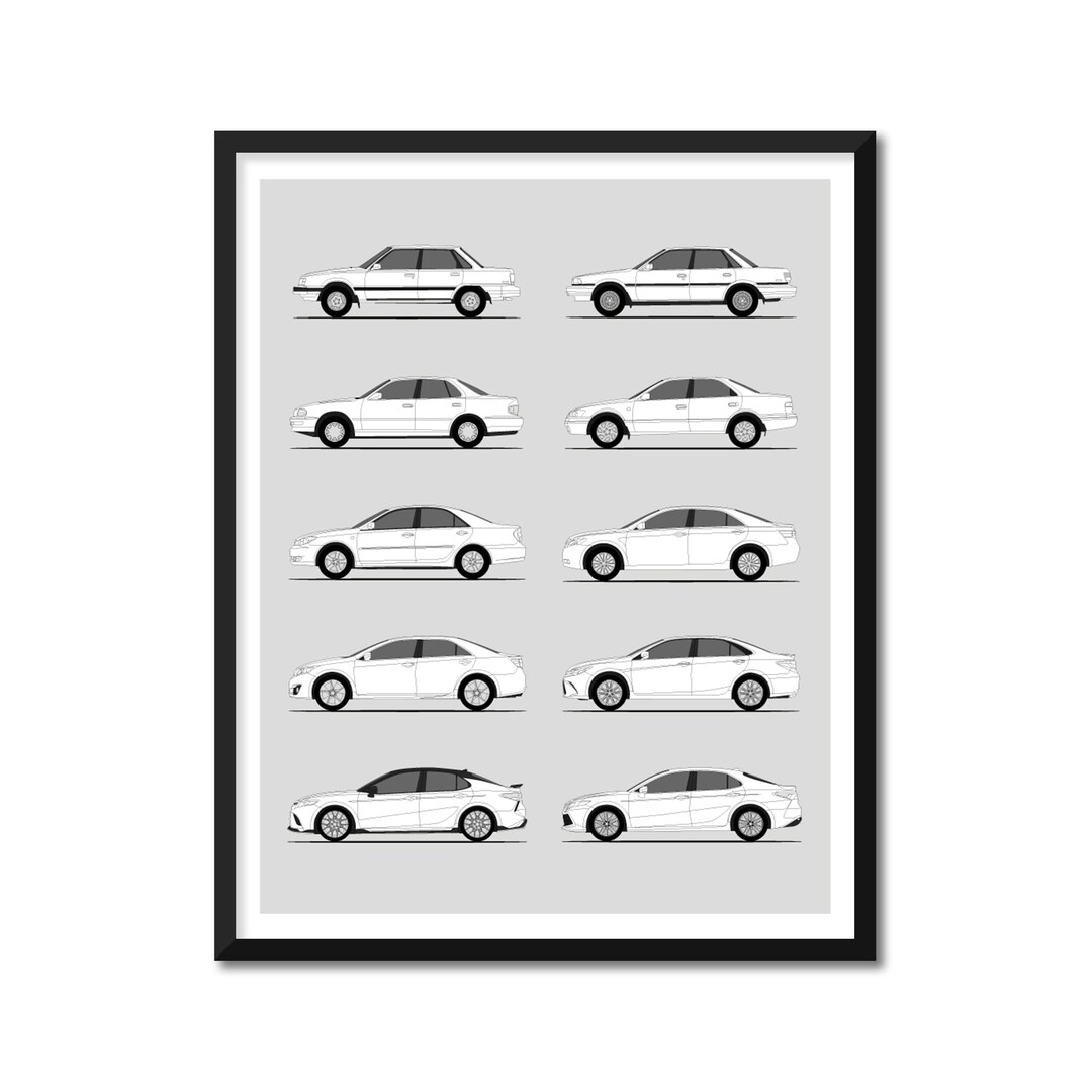 Toyota Camry Inspired Car Poster (side Profile) Print Wall Art Decor of ...