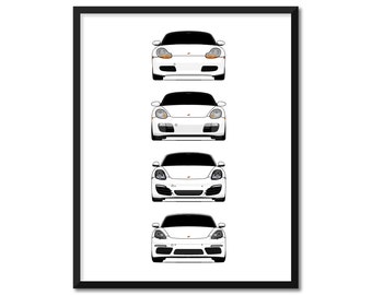 Porsche Boxster 987 2004-2008 Inspired Car Poster Print Wall Art Decor ...