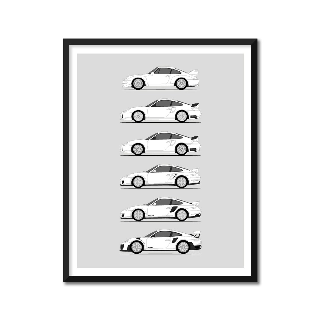 Porsche GT2 Inspired Car Poster (side Profile) Print of the Porsche 911 ...