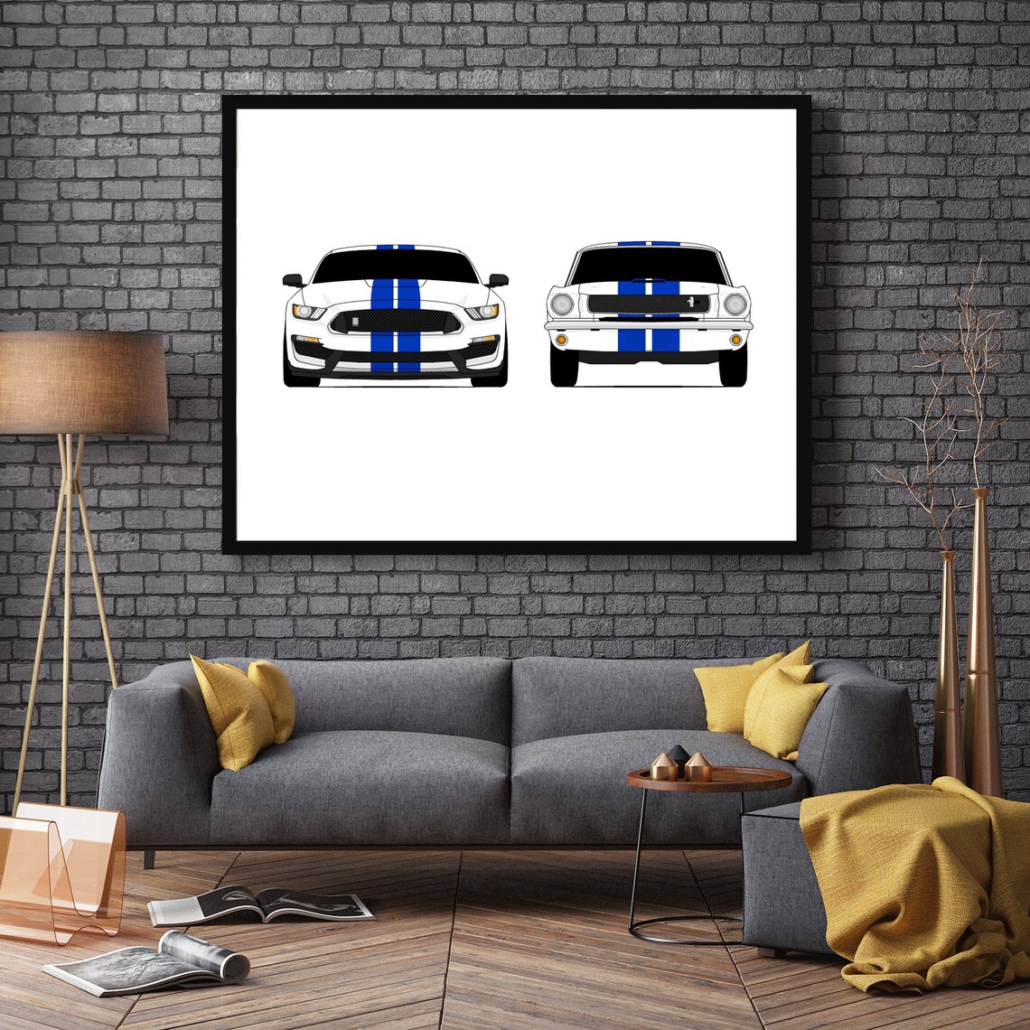 Mustang Shelby GT350 Car Poster Print Wall Art of the New and Classic ...