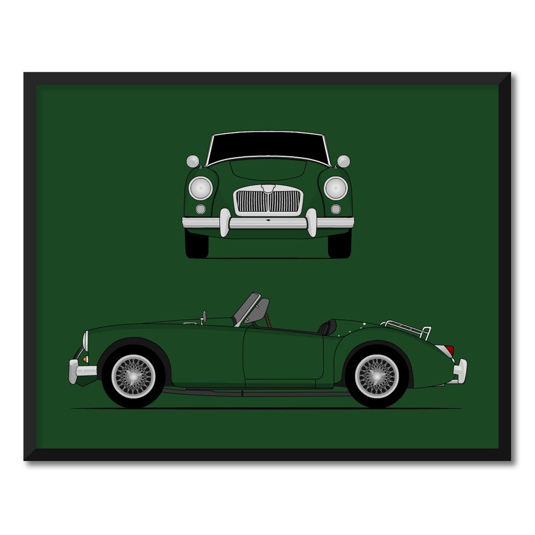 MG MGA Roadster (1955-1962) (front and Side) Poster Print Wall Art ...