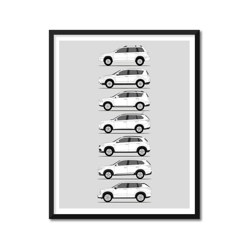 Mitsubishi Outlander (side Profile) Poster Print Wall Art Decor ...
