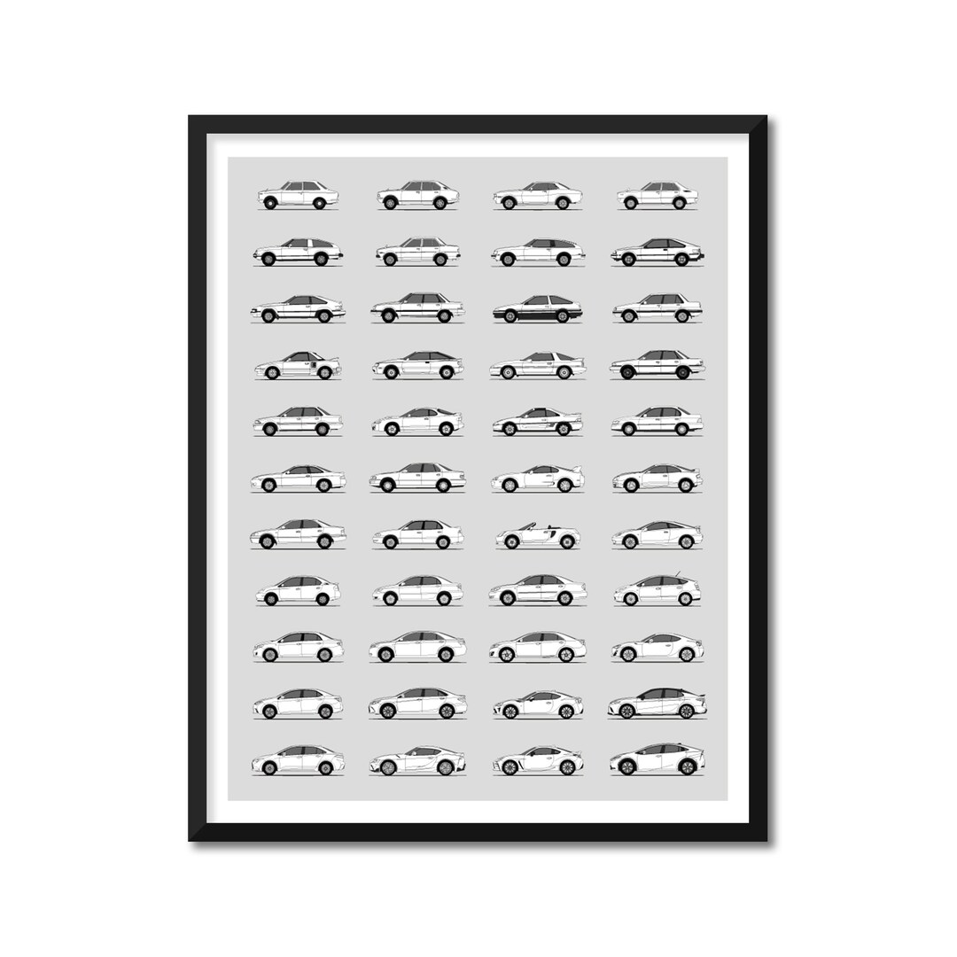 Toyota Inspired Car Poster (side Profile) Print Wall Art Decor of the ...