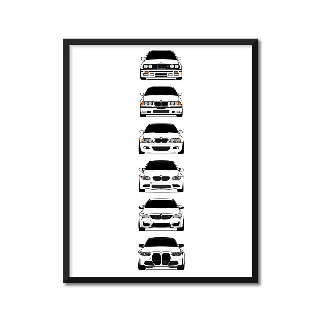 BMW M3 Car Poster Print Wall Art of the History and Evolution of the M3 ...