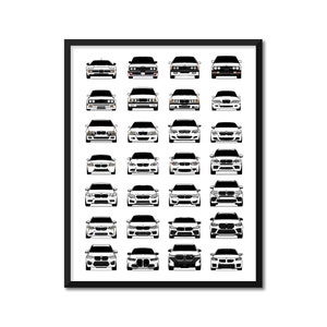 BMW M Car History Inspired Car Poster Print Wall Art of All BMW M ...