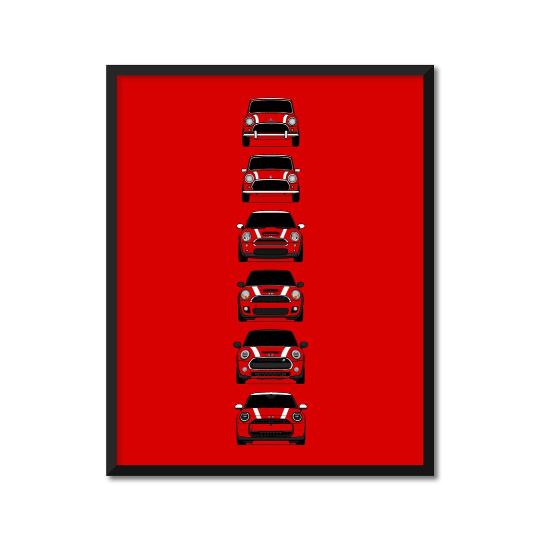 Mini Cooper Generations Inspired Car Poster Print Wall Art Decor of the ...