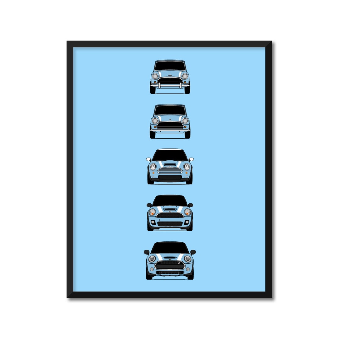 Mini Cooper Generations Inspired Car Poster Print Wall Art Decor of the ...
