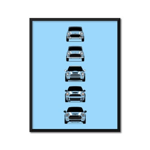 Mini Cooper Generations Inspired Car Poster Print Wall Art | Etsy