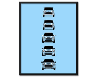 MINI Cooper Poster Evolution Generations - Etsy