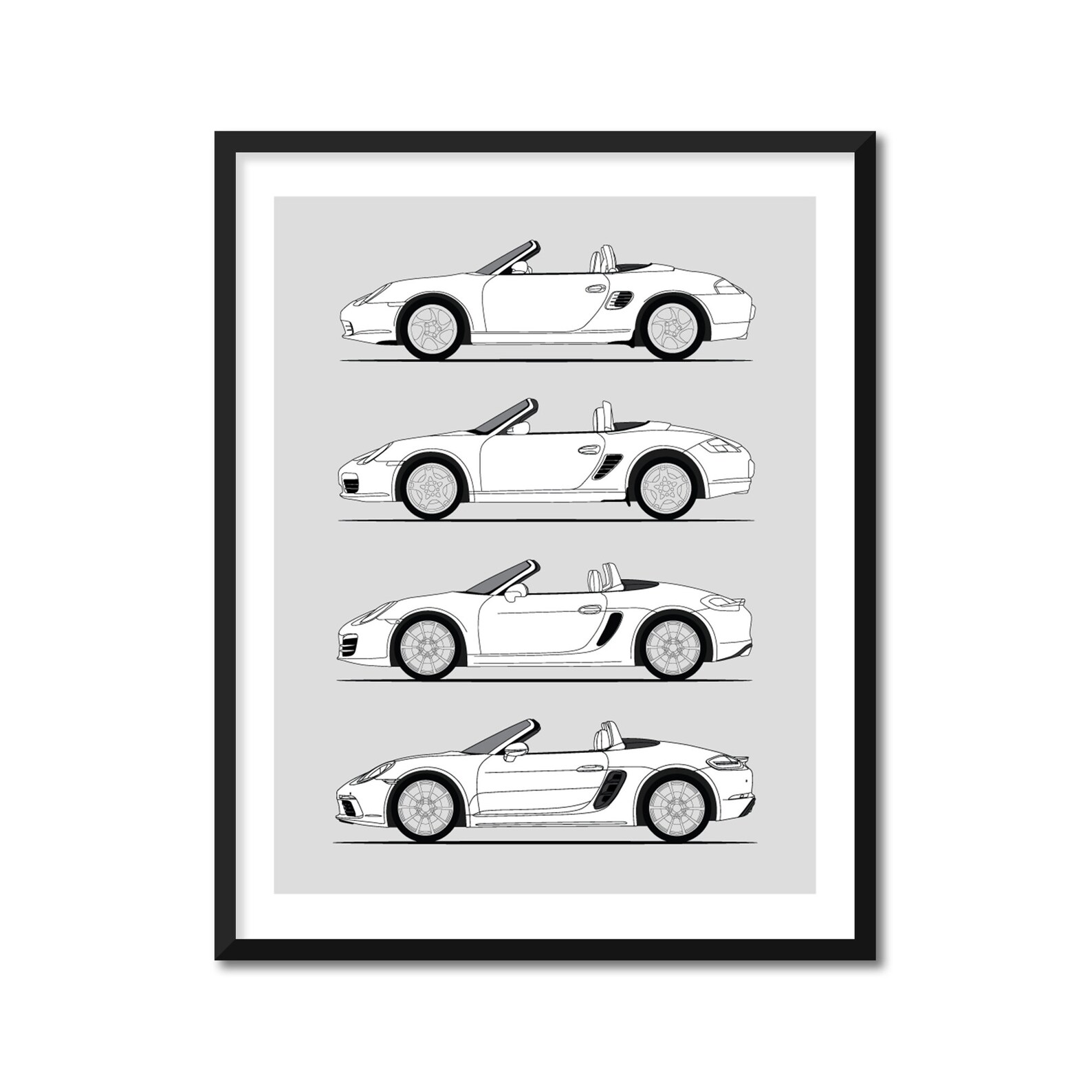 Porsche Boxster Generations Inspired Poster Print Wall Art of | Etsy