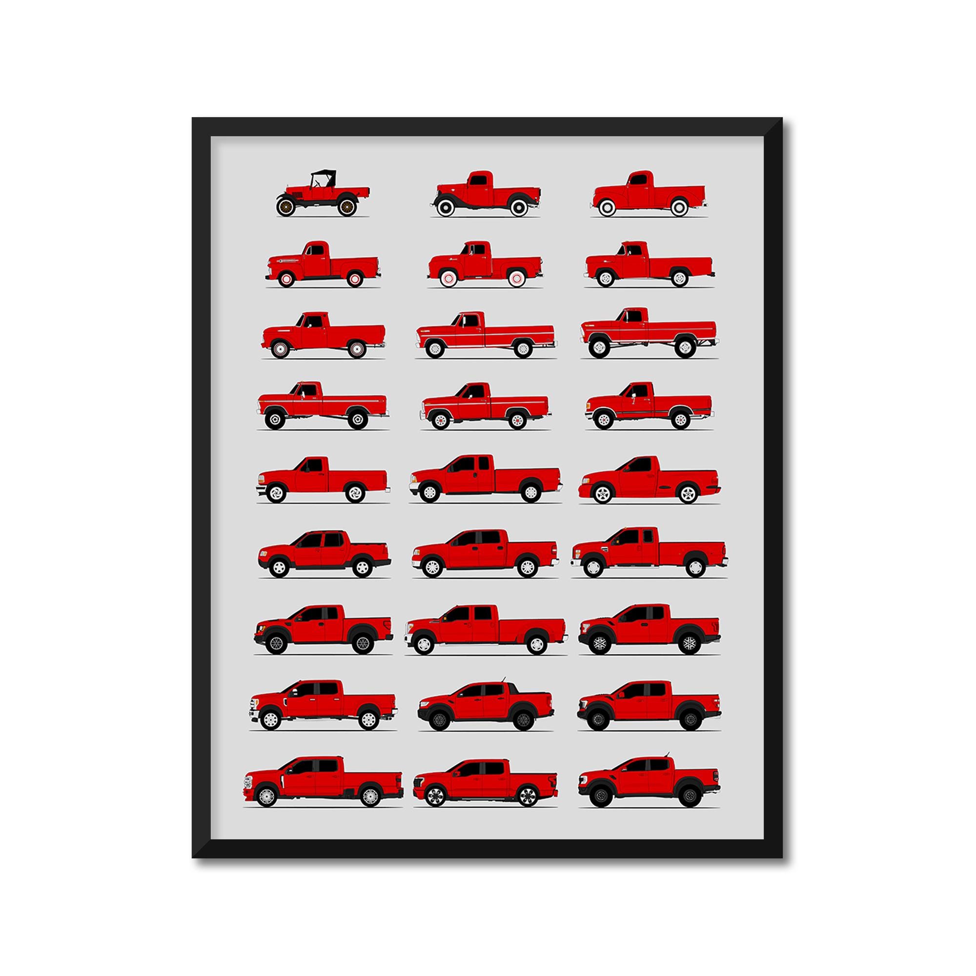 Ford Pickup Truck Car Poster (side Profile) Print Wall Art Décor F-150 ...