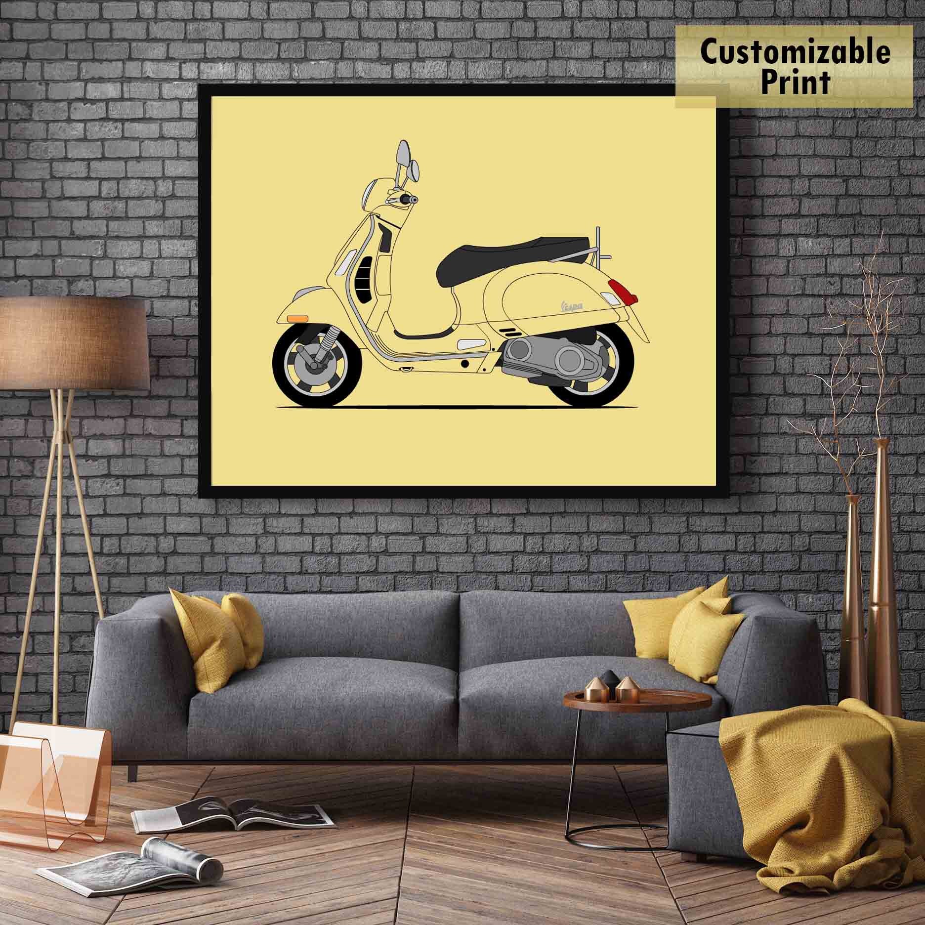 Vespa Vintage Italian Scooter Car Poster Print Wall Art Decor - Etsy