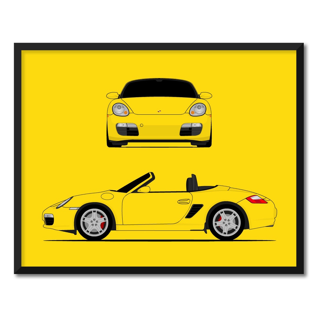 Porsche Boxster 987 (2004-2008) (front and Side) Car Poster Print Wall ...