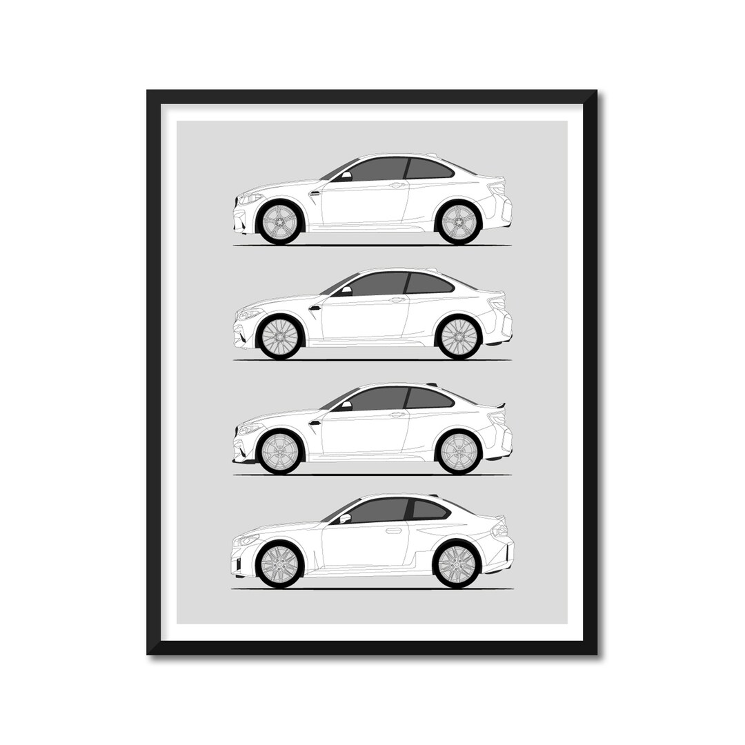 BMW M2 Car Poster (side Profile) Print Wall Art Decor of BMW M2 F87 G87 ...