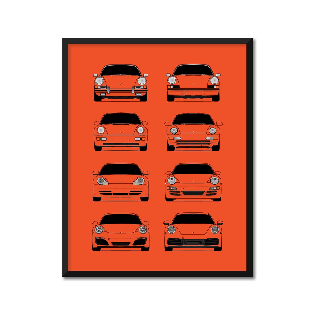 Porsche 911 Poster Print Wall Art History Evolution 911 Generations ...