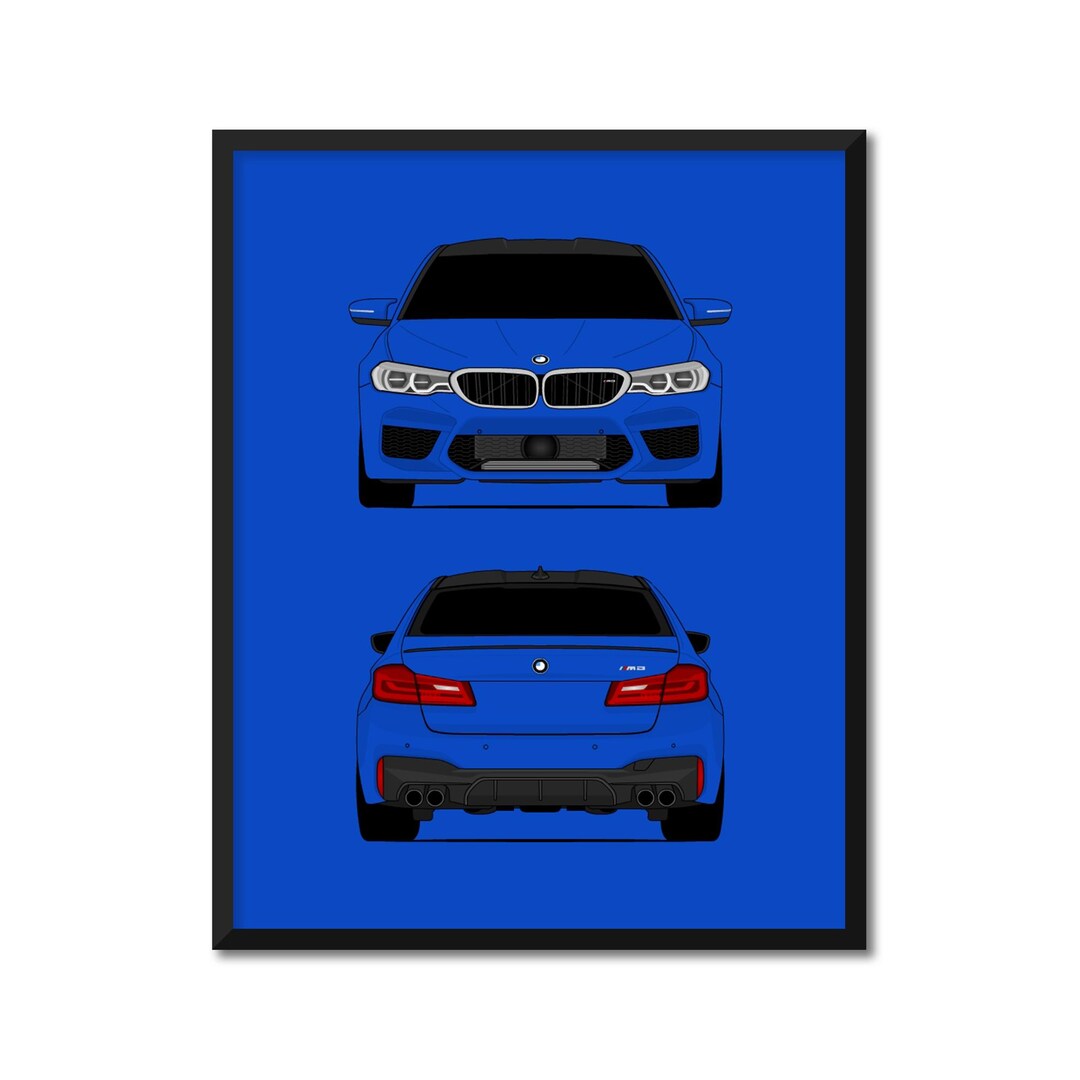 BMW M5 (2017-2020) F90 (front and Rear) Car Poster Print Wall Art Decor ...