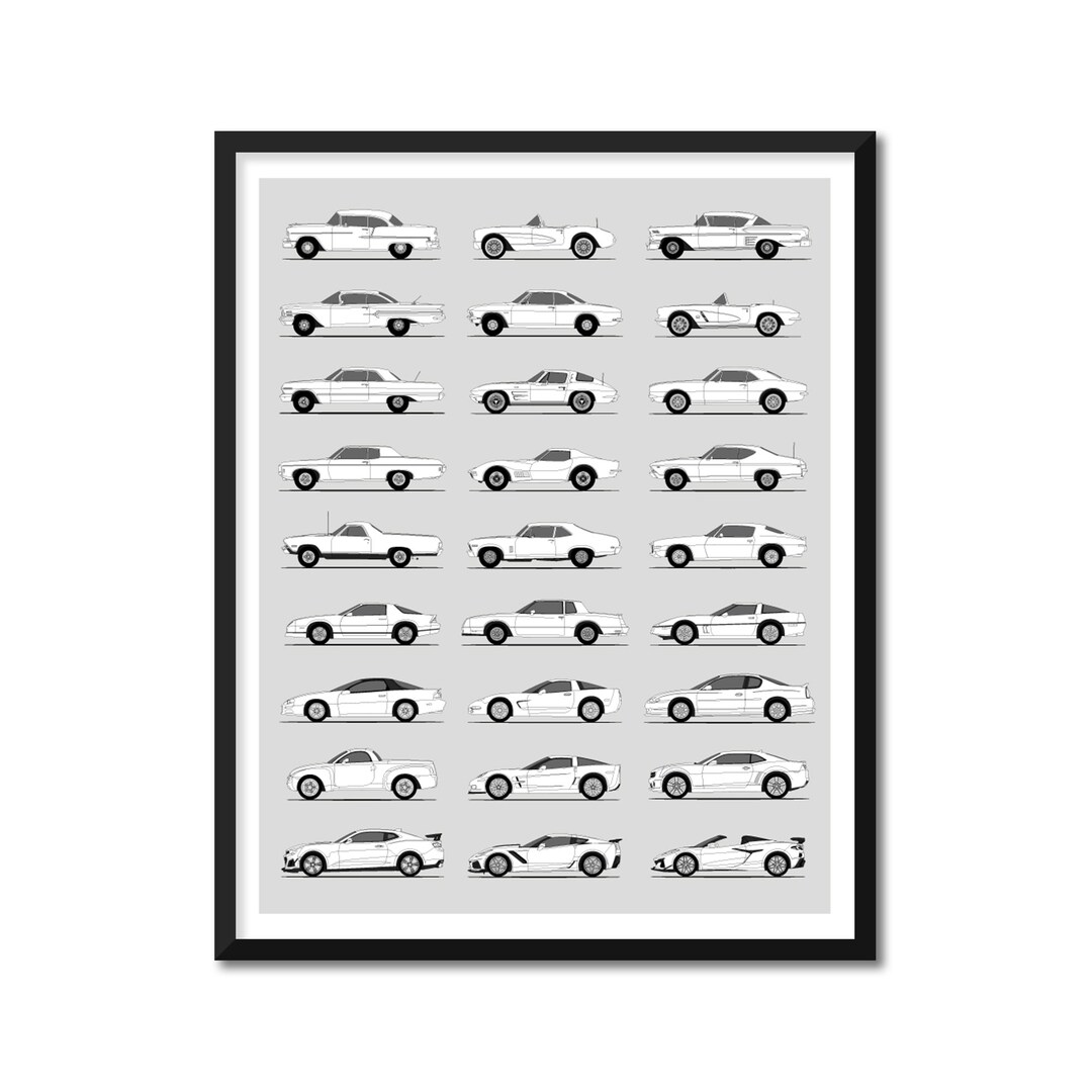 Chevy Inspired Car Poster (side Profile) Print Wall Art Decor of the ...