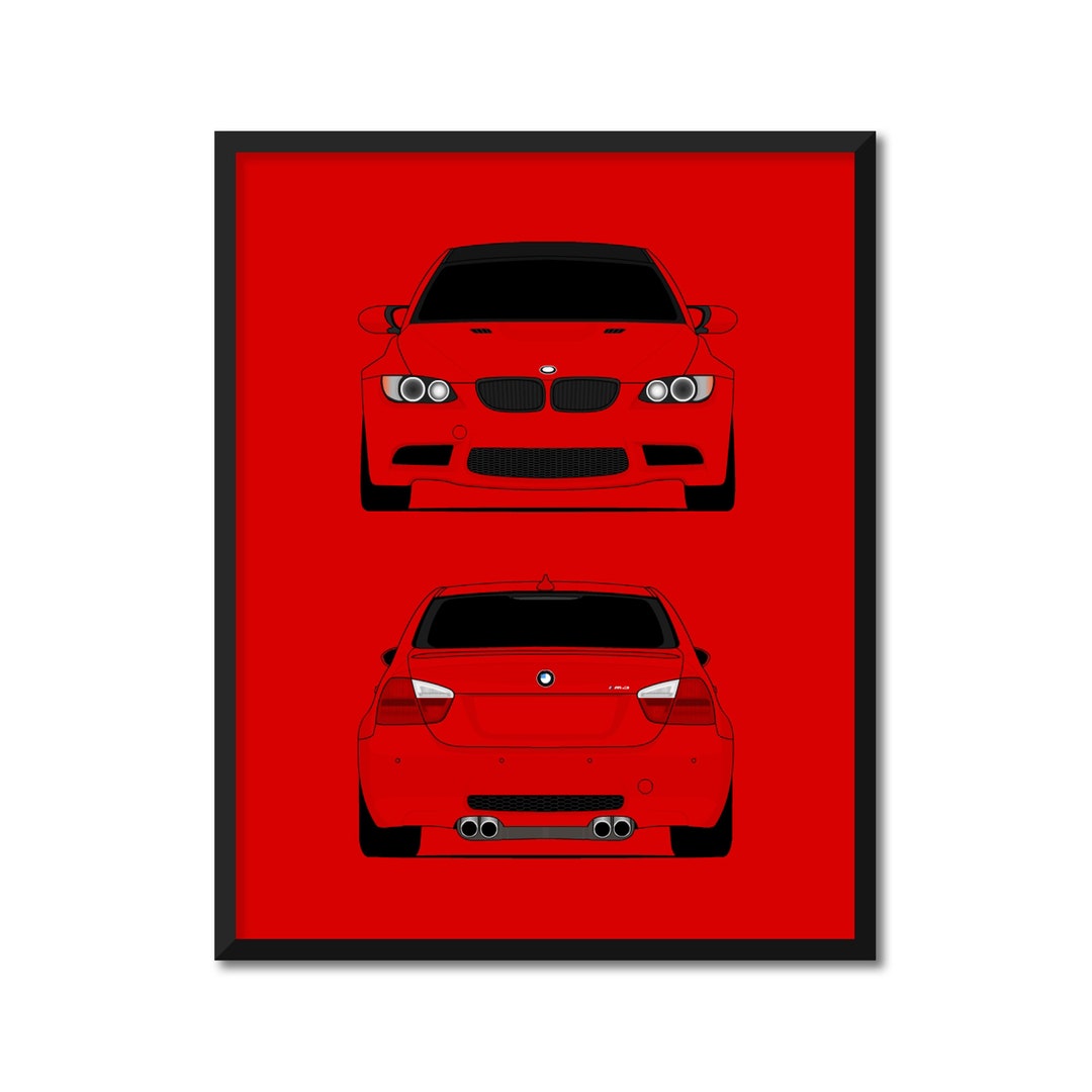 BMW M3 Sedan (2007-2008) E90 (front and Rear) Inspired Poster Print ...