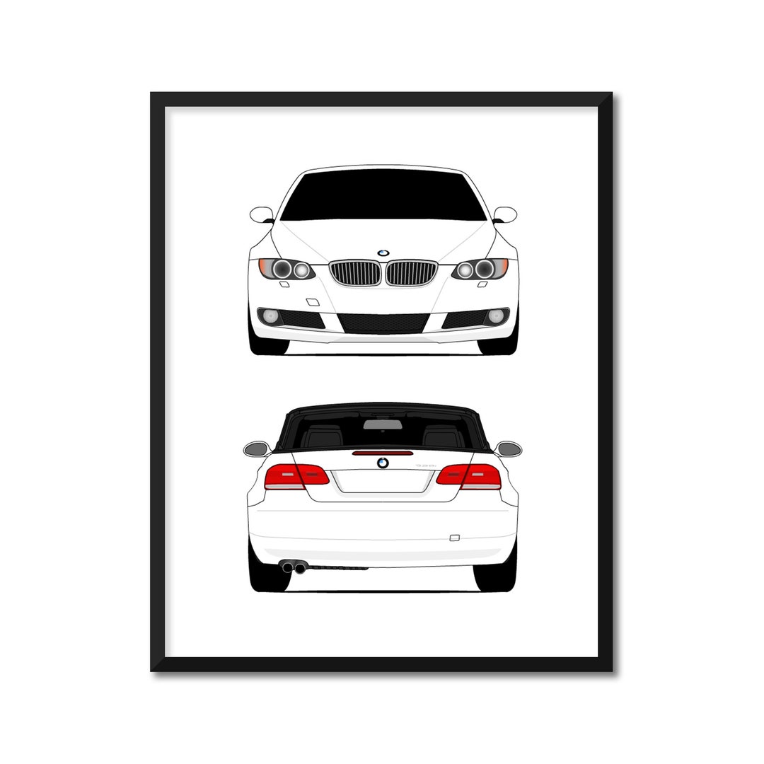BMW E92 E93 328i (2007-2010) (front and Rear) Car Poster Print Wall Art ...