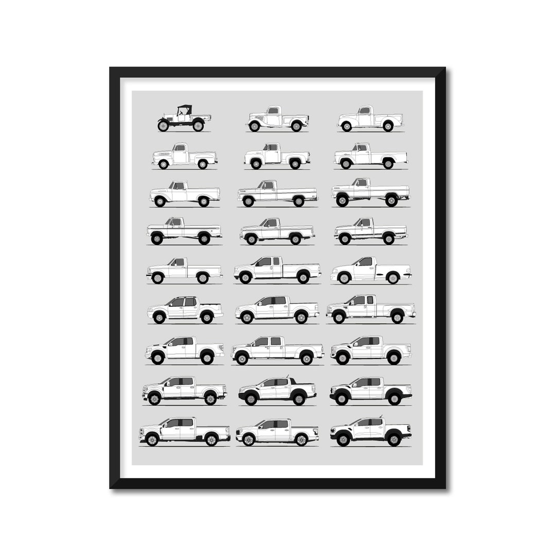 Ford Pickup Truck Inspired Car Poster (side Profile) Print Wall Art ...