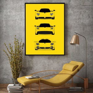 Pagani Zonda Huayra Generations Inspired Car Poster Print Wall Art ...