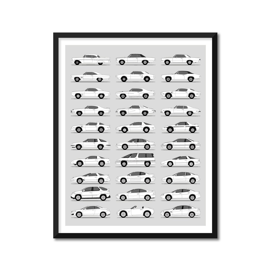 Pontiac Poster Print (side Profile) Best Pontiacs Fiero G8 Solstic ...