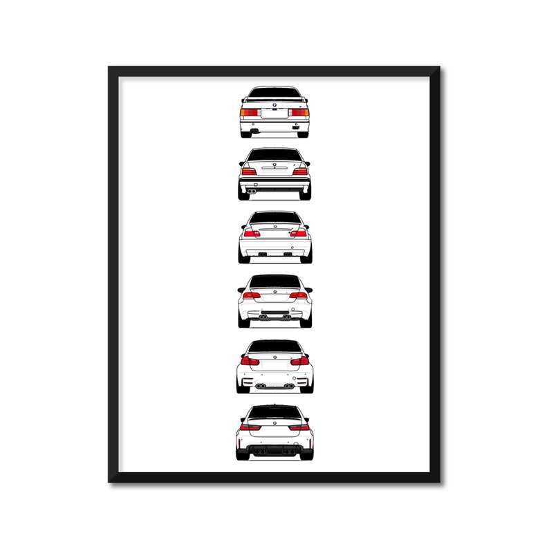 BMW M3 Poster Print Wall Art of the History and Evolution of the M3 ...