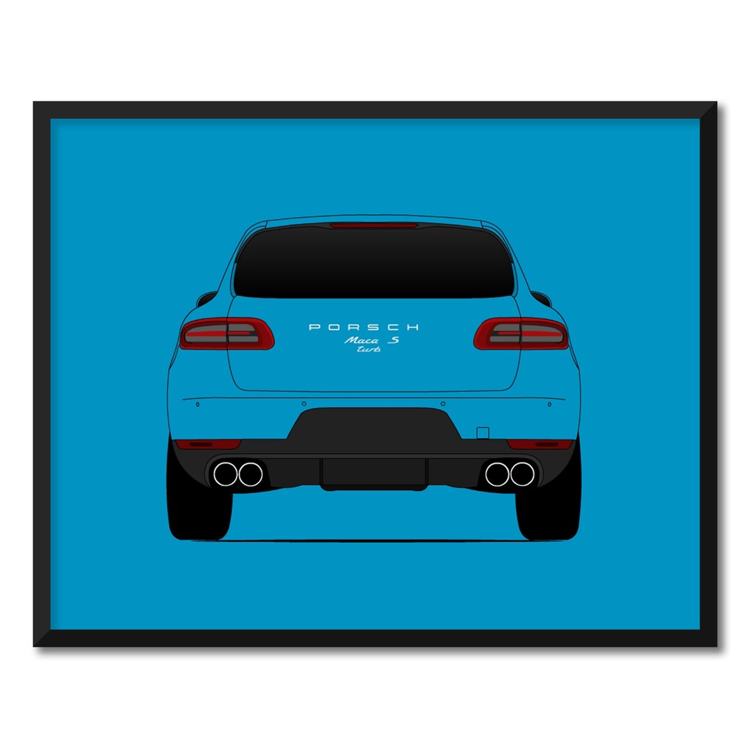Porsche Macan Turbo S 2014-2018 rear Inspired Car Poster Print Wall Art ...