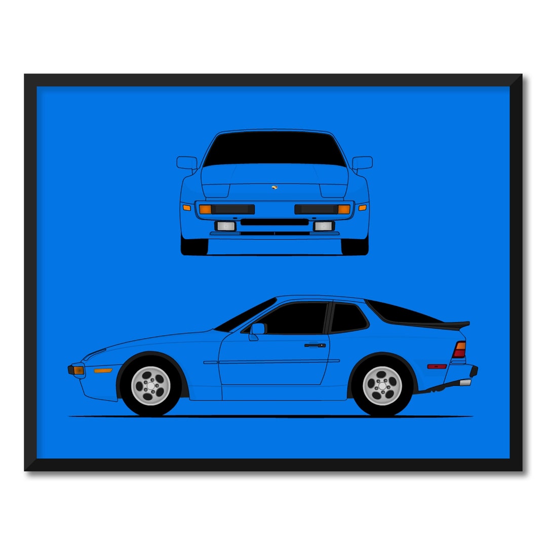 Porsche 944 (1983-1985) (front and Side) Inspired Car Poster Print Wall ...