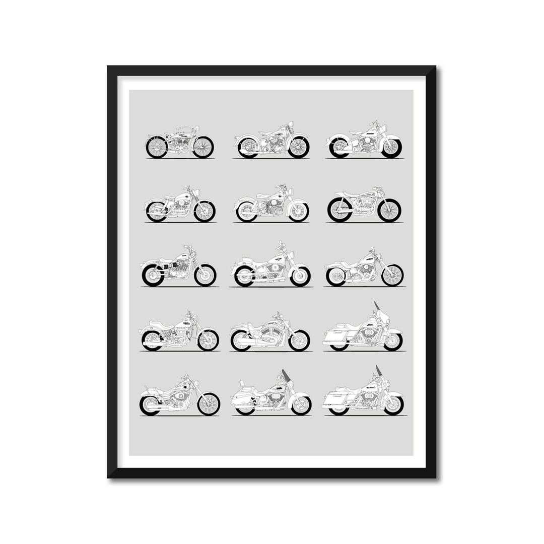 Harley-davidson Motorcycle Poster Print Art Best H-D Motorbikes History ...
