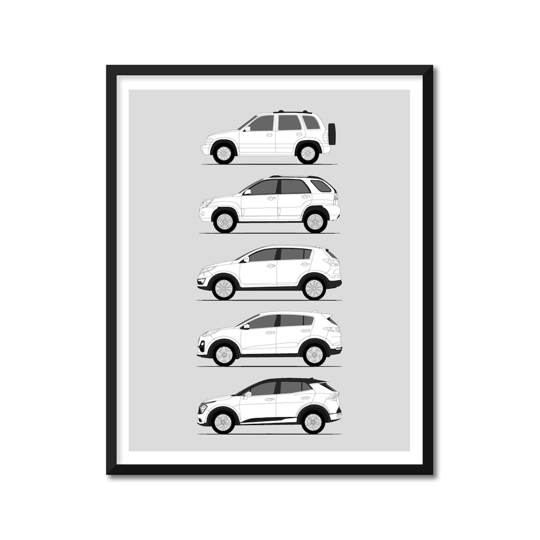 Kia Sportage Inspired Poster (side Profile) Print Wall Art Decor of the ...