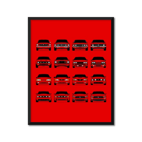 Ford Mustang Generations Inspired Poster Print Wall Art Handmade Decor ...