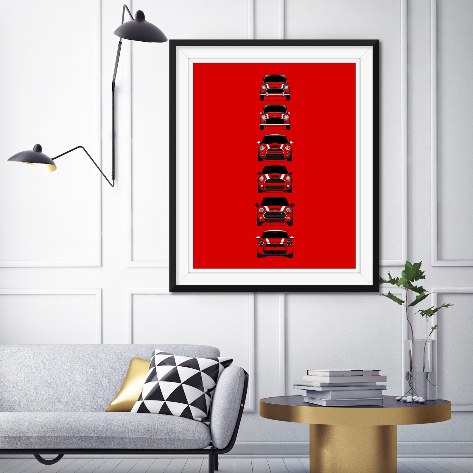 Mini Cooper Generations Car Poster Print Wall Art Decor of the History ...