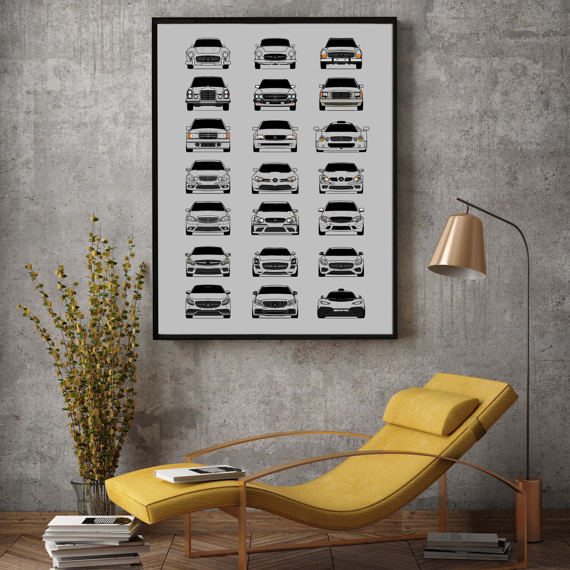 Mercedes-benz History and Evolution Car Poster Print Wall Art Best of ...