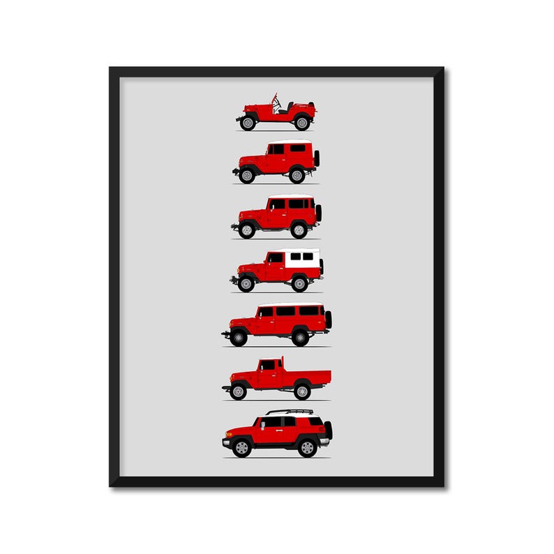Toyota FJ Cruiser (side Profile) Poster Print Wall Art BJ, FJ25, FJ40 ...